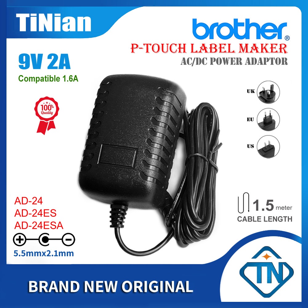 9V 2A 1.6A AC/DC Adapter AD-24ES for Brother PT-1650 PT-1700 PT-1750SC ...
