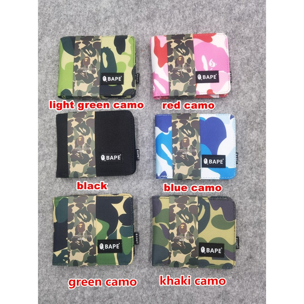 Bape Camo Short Wallet Men's and Women's Folding Canvas Card Bag Zero ...