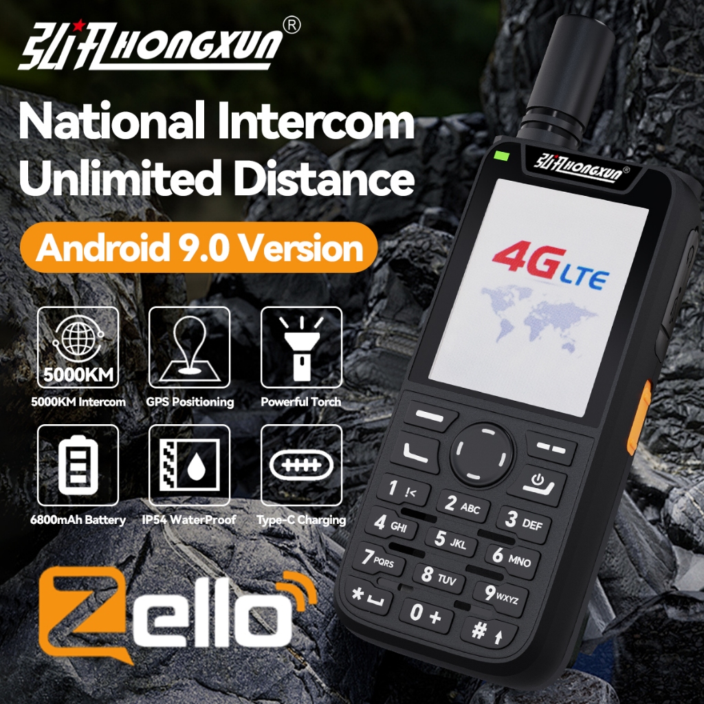 Zello Walkie Talkie 4g Sim Card WiFi Network Cell Phone Radio Long Range 100 km Professional POC ...