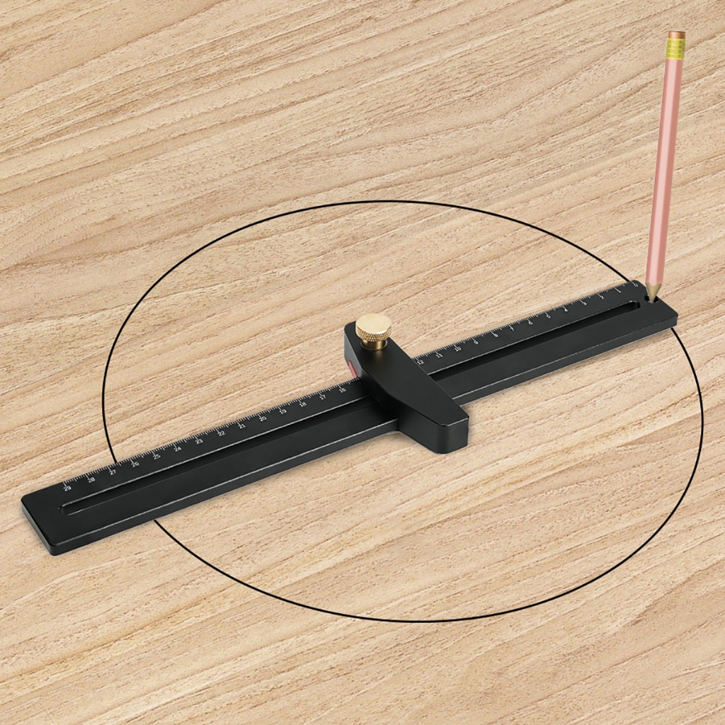 1PC 300mm Woodworking Pocket Ruler W/ Circular Drawing Positioning ...