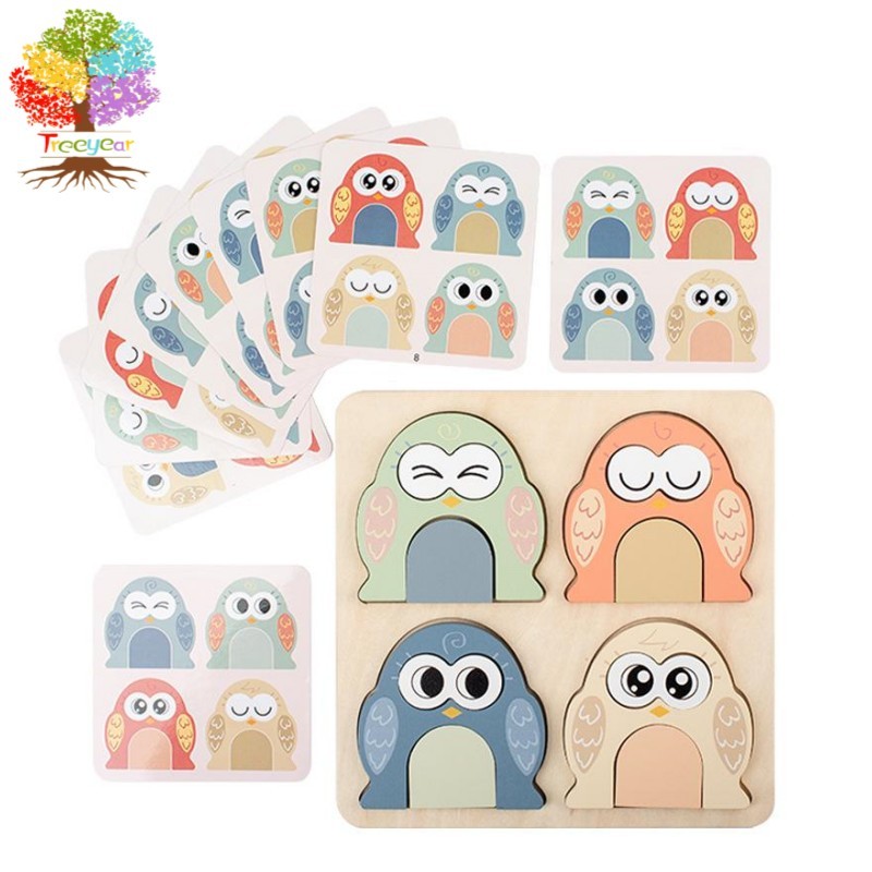 Wooden Matching Game Expression Puzzles for Toddlers,Montessori Toys ...