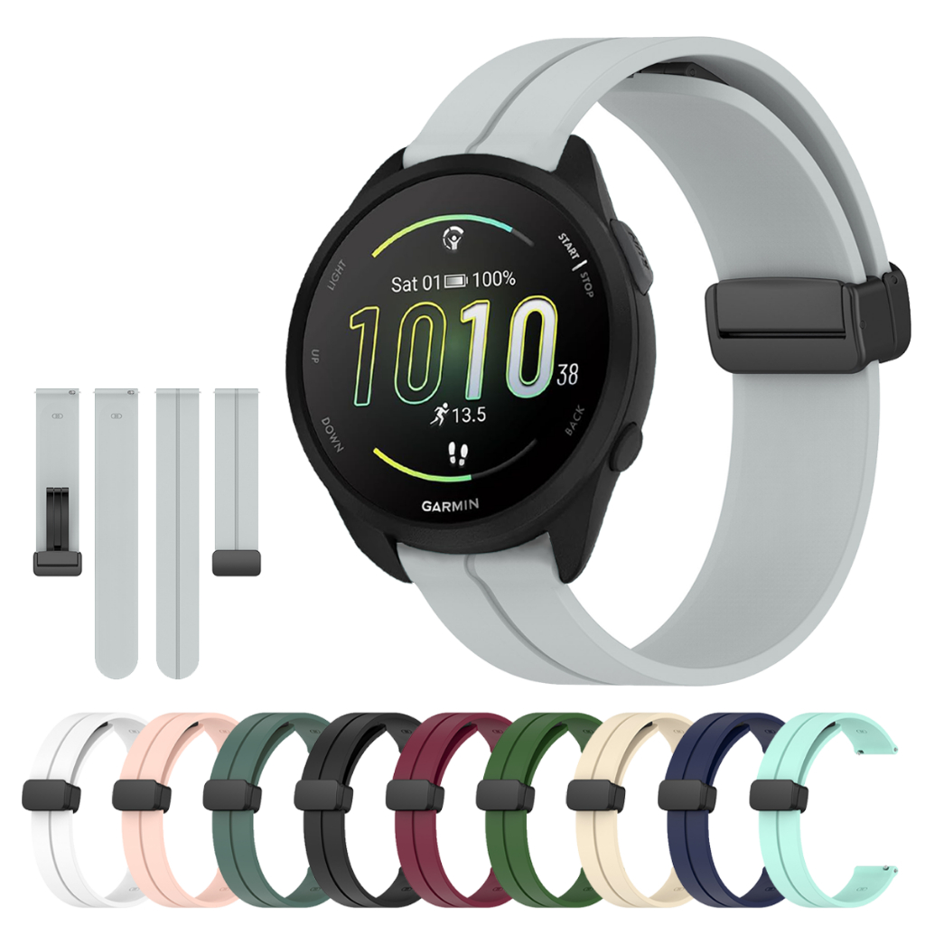 20MM Magnetic Buckle Silicone Strap For Garmin Forerunner 165 645 245 ...