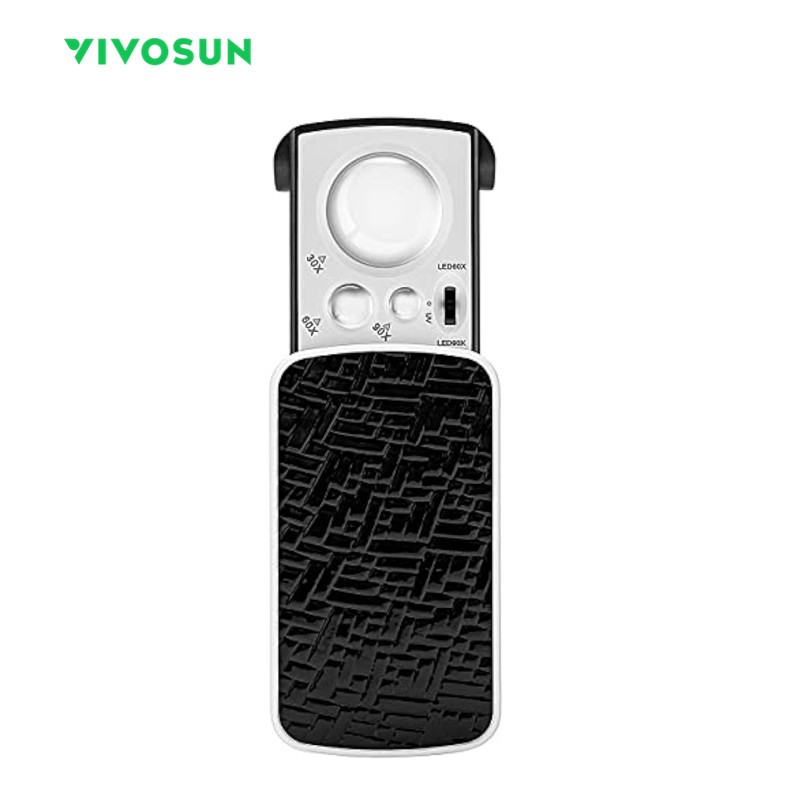 VIVOSUN Jewelry Loupe Magnifier 30X 60X 90X LED Lighted Eye Loupe with ...