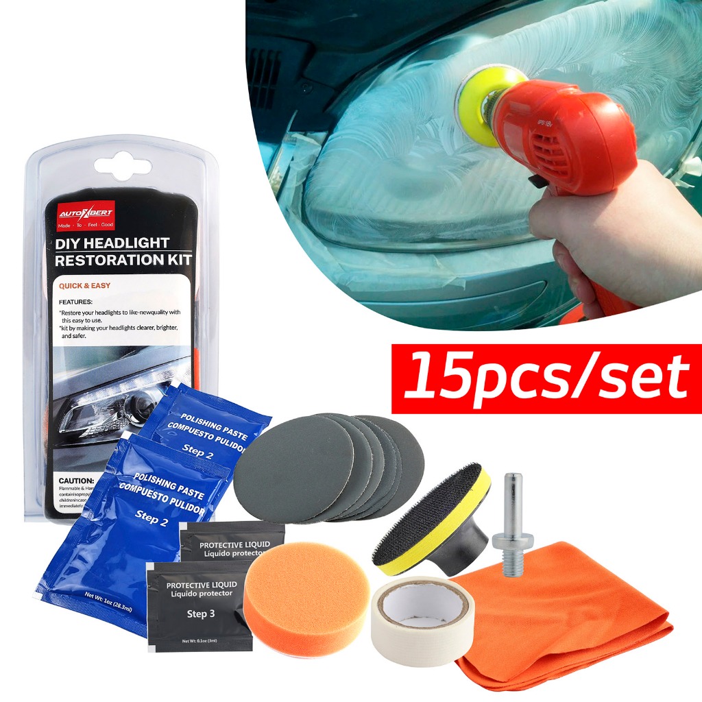 15pcs Car Headlight Restoration Kit Brightener Headlamp Scratch Repair ...