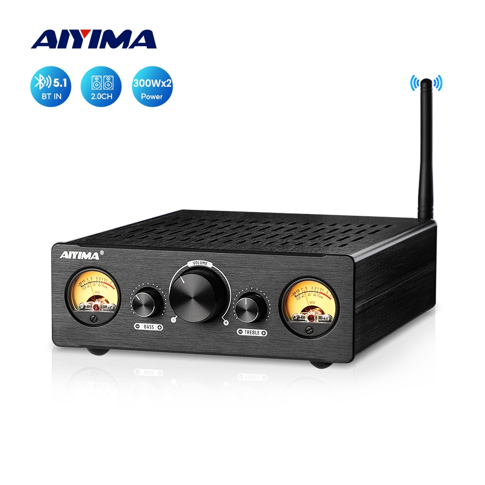 AIYIMA TPA3255 Bluetooth Power Amplifier 300Wx2 VU Meter 2.0 Stereo HiFi Amplificador Support ...