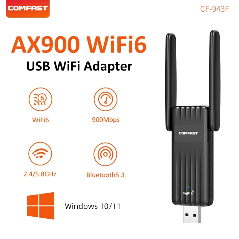 Comfast USB WiFi 6 Adapter 5G +2G Dual band 2 in 1 Bluetooth 5.3 Wi-Fi ...