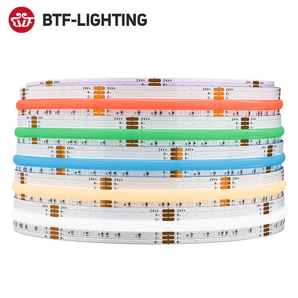 BTF-LIGHTING FCOB RGBCCT COB LED Strip Light 6 Pins 12mm DC24V 960LEDs ...