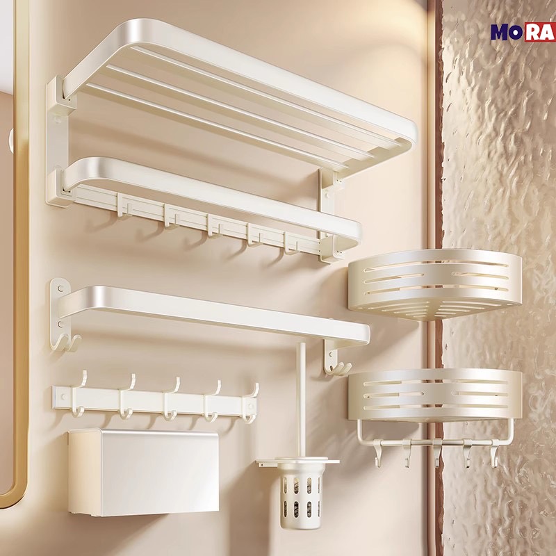MORA White Nordic Bathroom Organizer Rack Towel Rack Corner Shelf ...