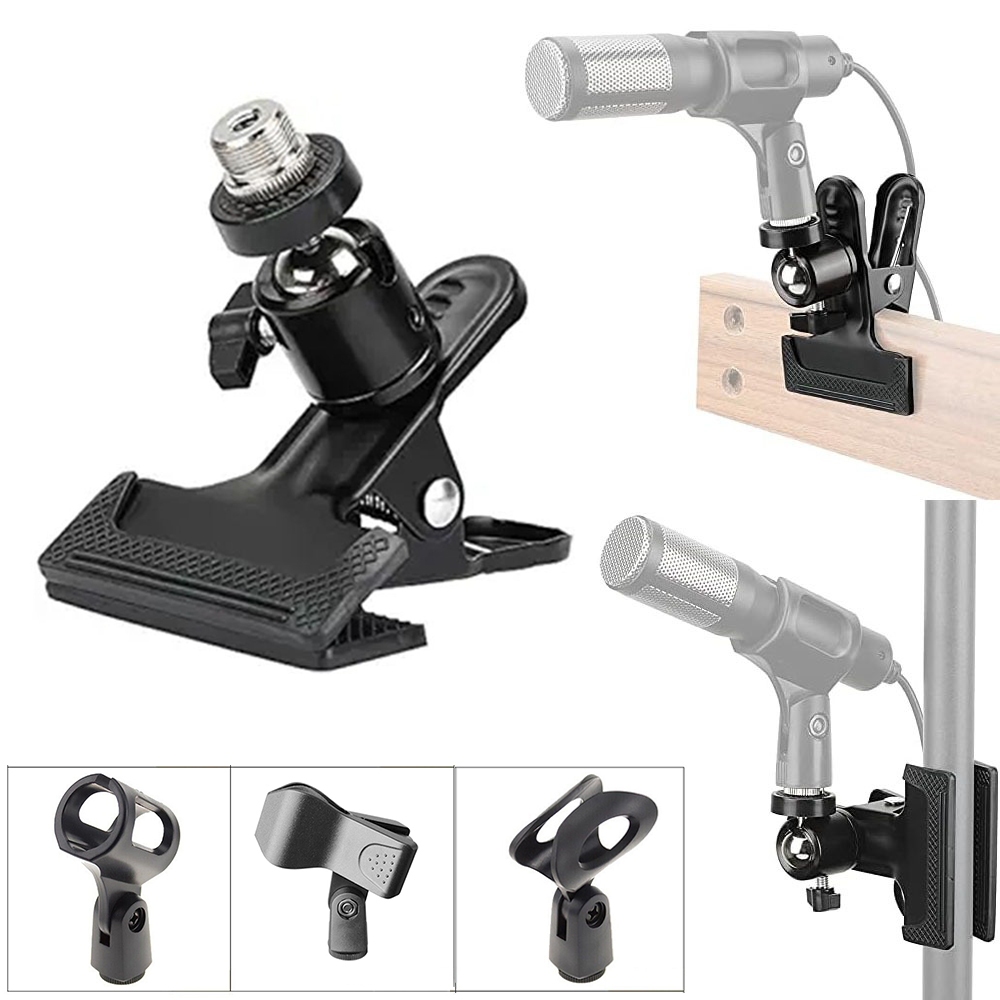 Multi-Purpose Spring Clamp with Adjustable Ball Head 5/8"-27 Microphone ...
