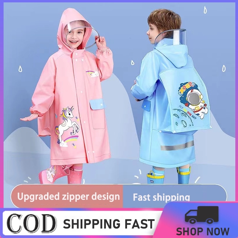 NEW Unicorn cartoon raincoat EVA raincoat for kids Boys and girls Pupils with bags Full body ...
