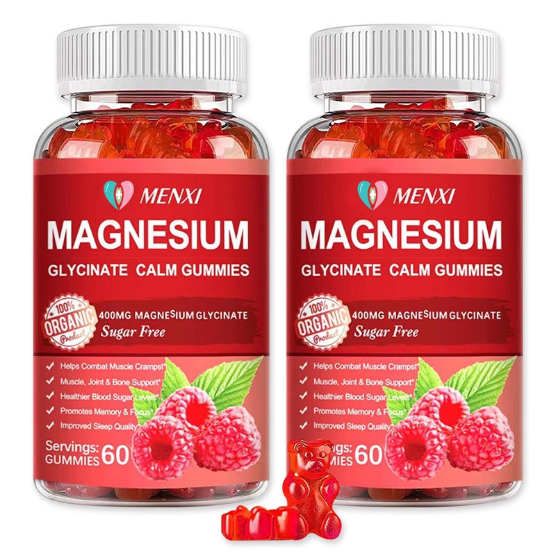60 PCS Magnesium Glycinate Calm Gummies Sugar Free Magnesium Potassium ...