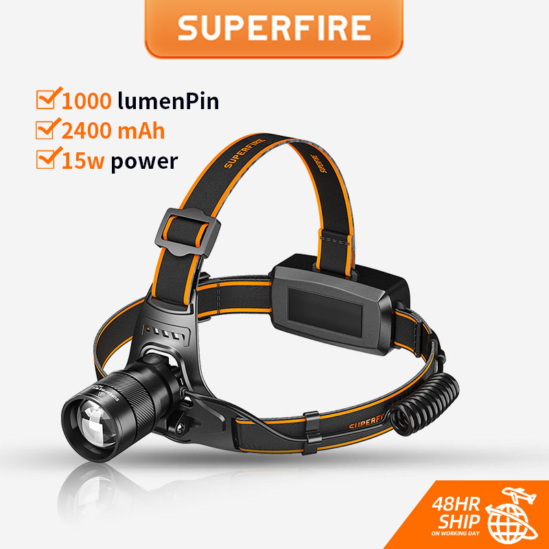 SUPERFIRE Hl71 Rechargeabl Headlamp Zoom Headlight Super Bright Head ...