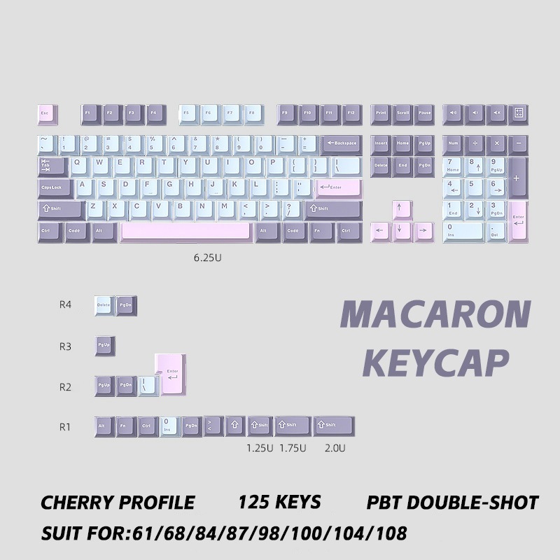 Macarons Keycaps PBT Double-shot Cherry Profile Keycap Custom Keycaps ...
