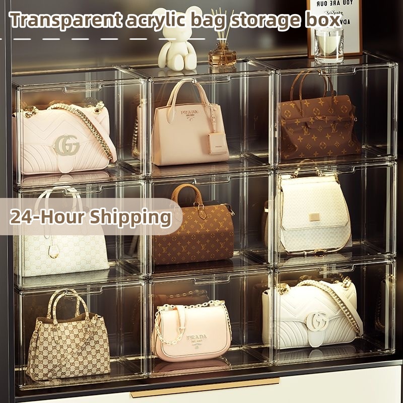transparent Acrylic Bag Magnetic Door stackable Toy Lady Bag organizer ...