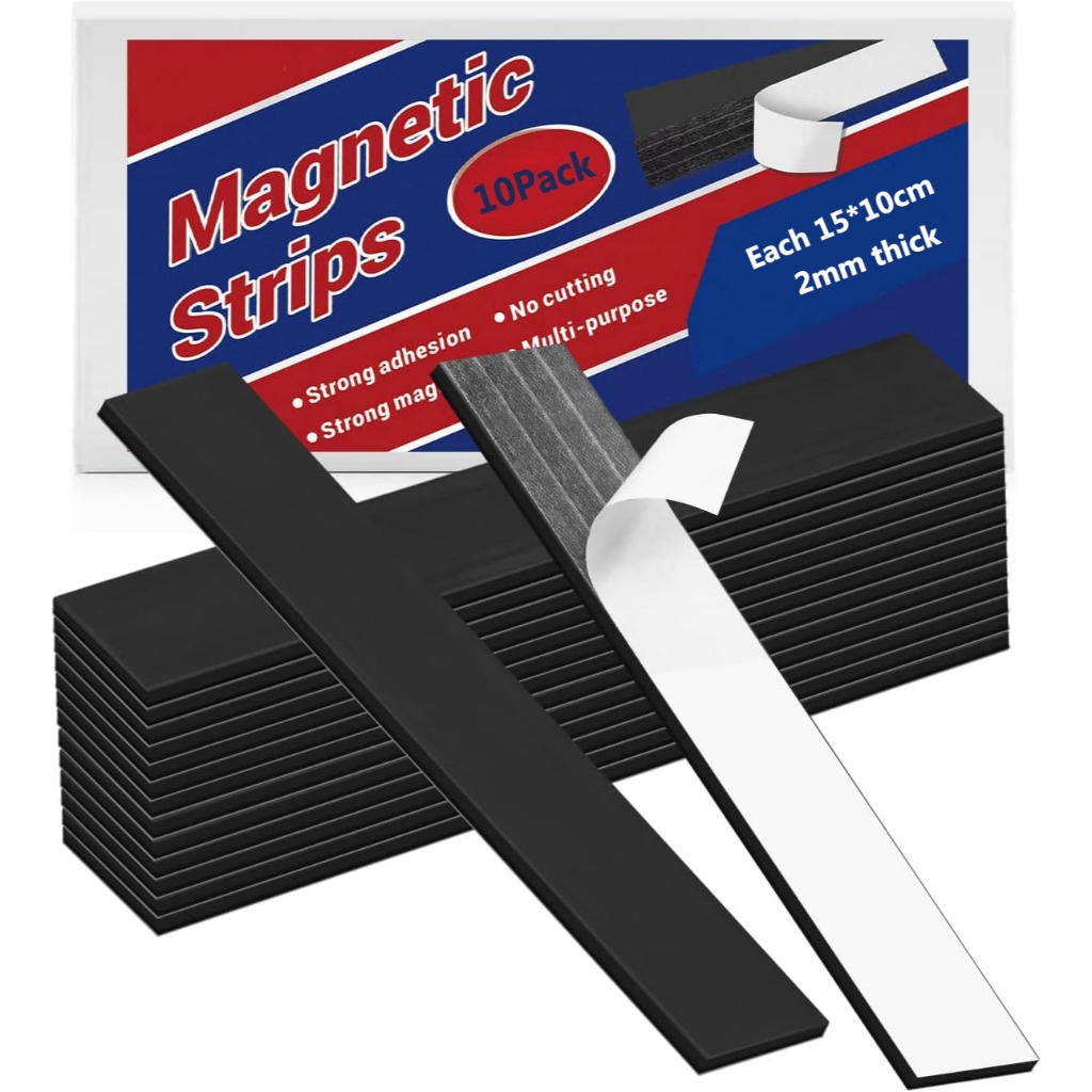 Magnetic Strips 10 Pack Flexible Magnetic Tape with Adhesive Backing ...