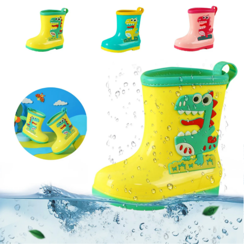 High quality rubber rain boots children's cartoon raincoat rain boots ...