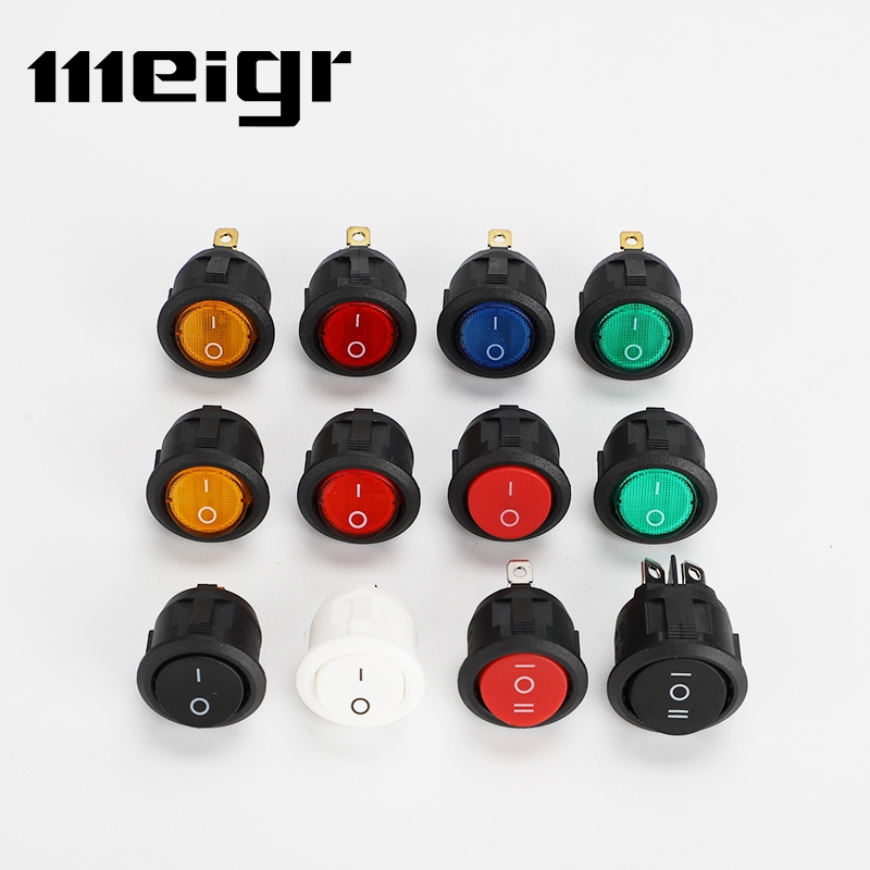 5Pcs 23mm Round Rocker Switch 2Pin 3Pin Black White Red Rocker ON-OFF ...