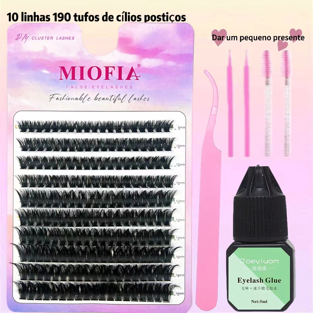 10 Row 180-200 Clusters Thick Eyelashes C/D Single Natural Thick ...