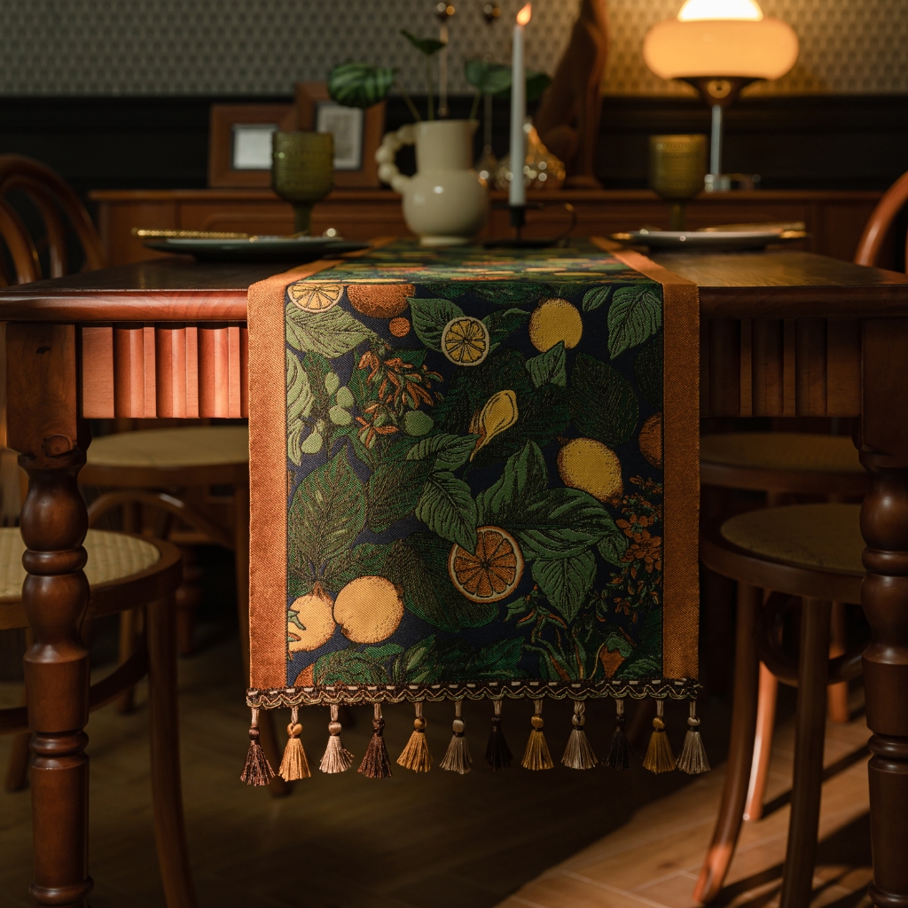 Lemon Jacquard Table Runner TV Cabinet Cover Cloth Dining Table 4 6 8 ...