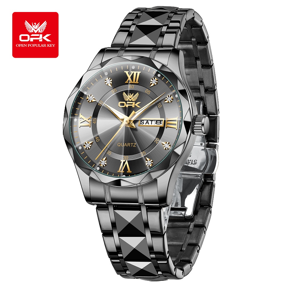 OPK Watch For Men Water Proof Original With Box Black Stainless Steel ...