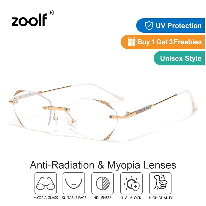 Zoolf New Desgin Rimless Graded Eyeglasses with Grade -100 150 200 250 ...