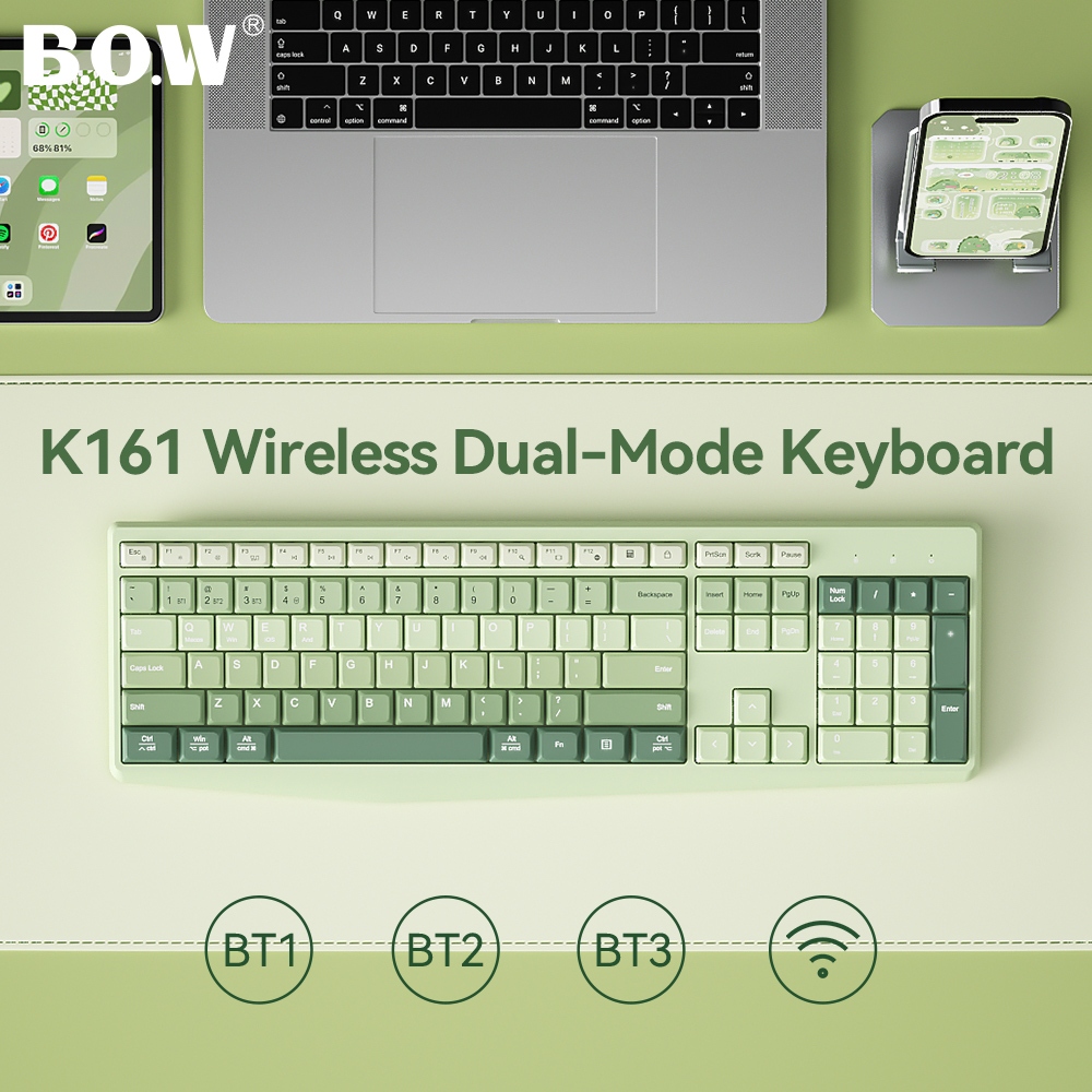 BOW K161D Wireless Bluetooth Dual-Mode Keyboard BT Bass Keys Gradient ...