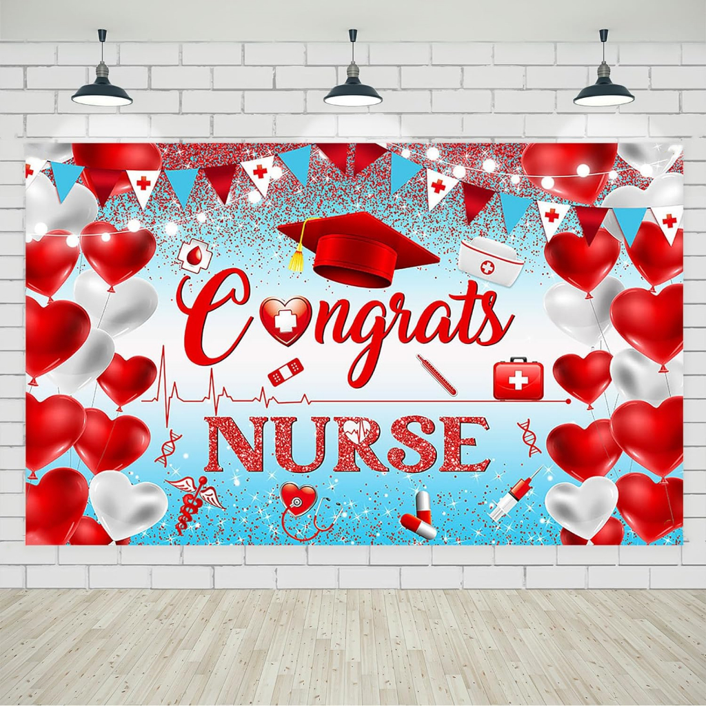 Congrats Nurse Photography Backdrop Nurse Graduation Party Decorations ...