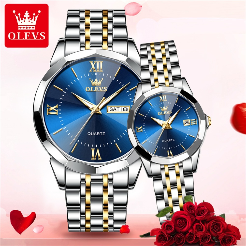 OLEVS Couple Watch Waterproof Original With Box Stainless Steel Strap ...