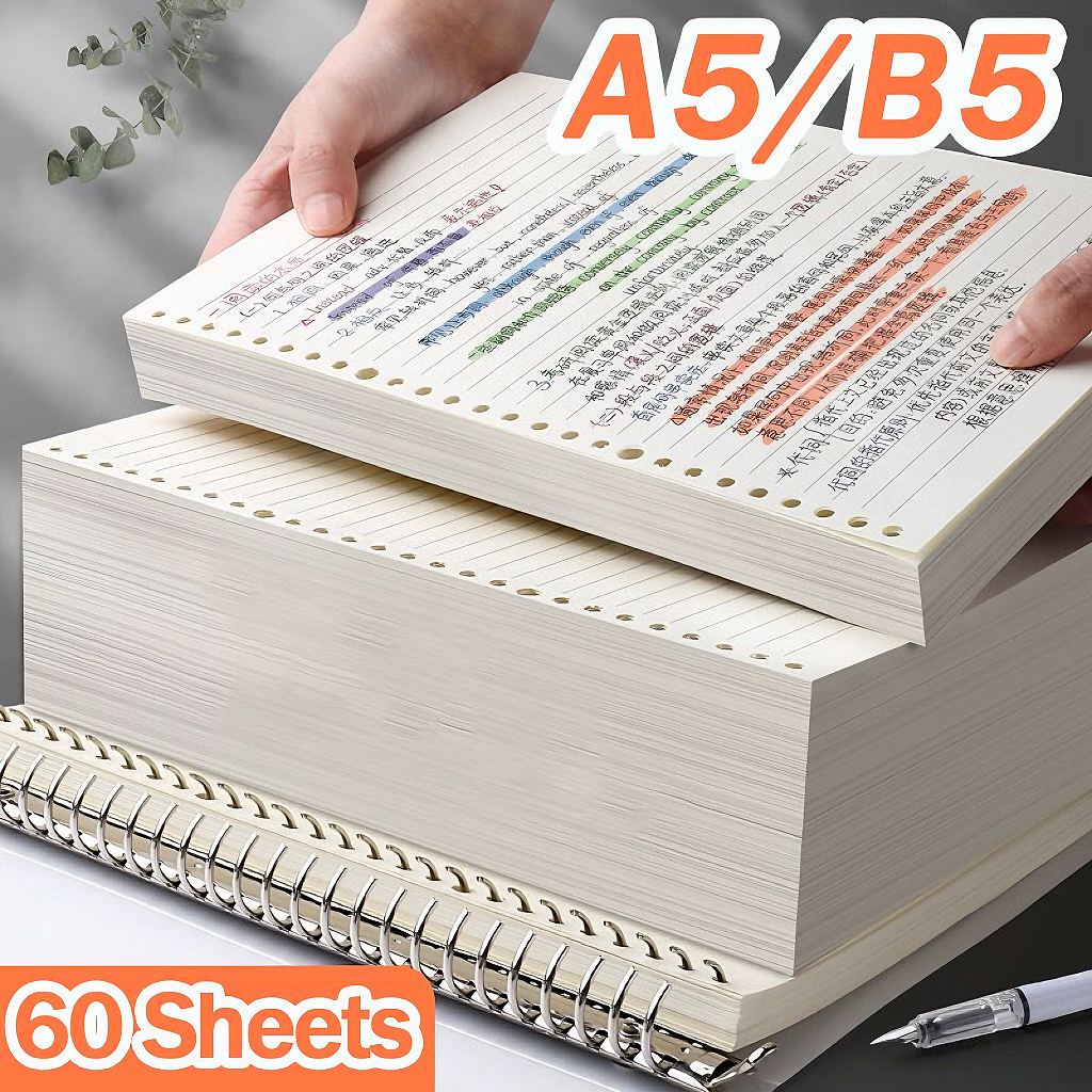 Notebook Refill Paper A5/B5 Loose Leaf Paper 20/26 Holes Refill Pages Spiral Binder Paper ...