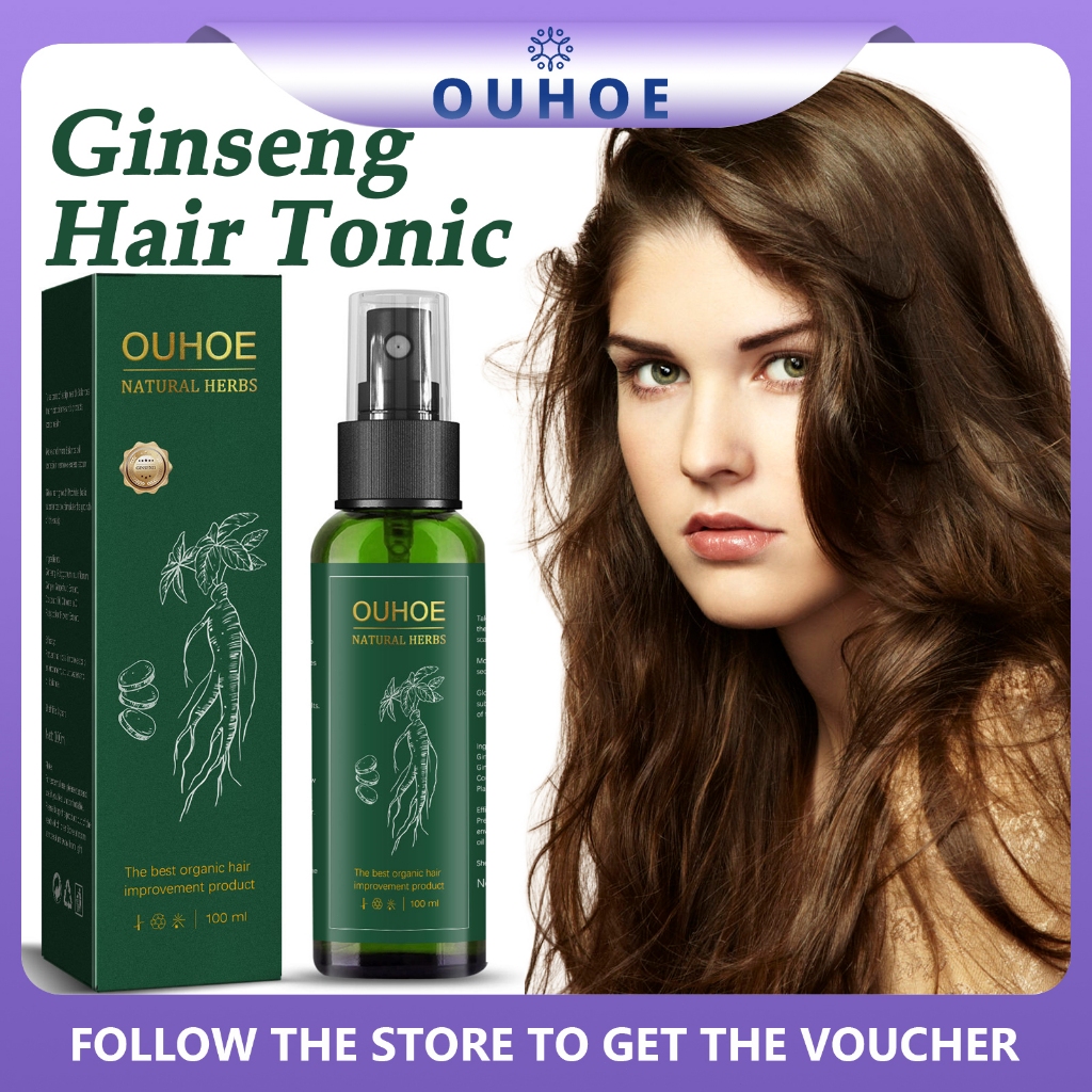 OUHOE Ginseng Hair Tonic 100ml Hair Growth Spray Anti Hair Loss Treatment Hair Fall Herb Thick ...