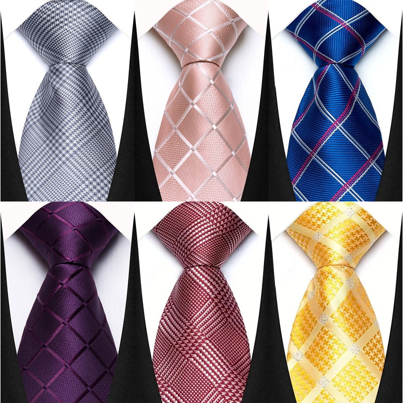 New Men's Tie 8CM Neckties For Man Classic Jacquard Woven Plaid ...