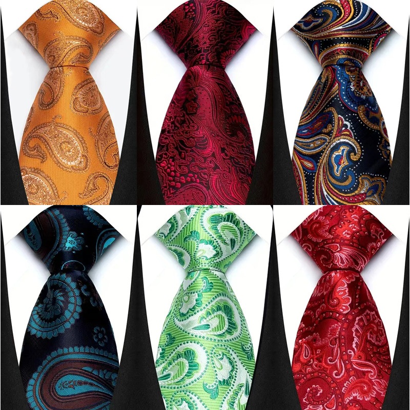 New Men's Tie 8CM Neckties For Man Classic Jacquard Woven Paisley Neck ...