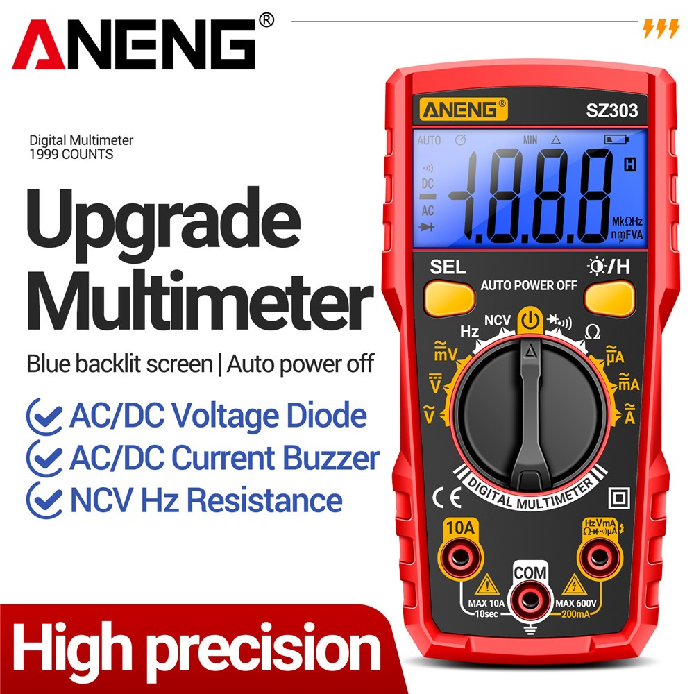 ANENG SZ303 Multimeter 1999 Count Digital AC/DC Voltage Current ...