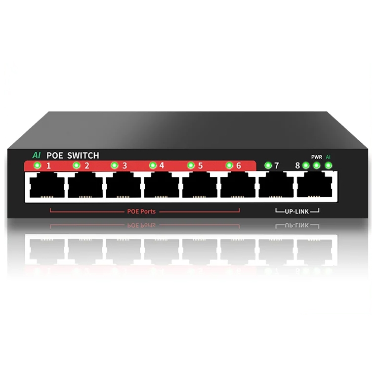 6 Port POE Switch 48V 10/100Mbps 90W External Power Supply Ethernet ...