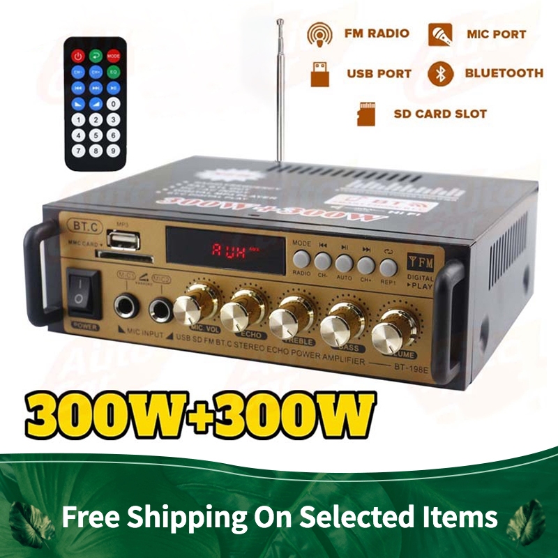 Ready Stock 300W+300W Digital Hifi Bluetooth Stereo Audio Amplifier Fm Radio Usb BT198E with ...
