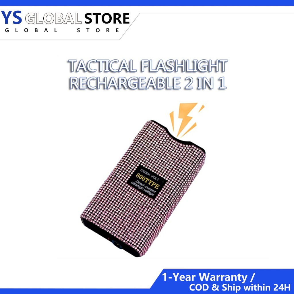 【COD】Rechargeable 2in1 Mini Tactical Flashlight Safety Selḟ Def ...