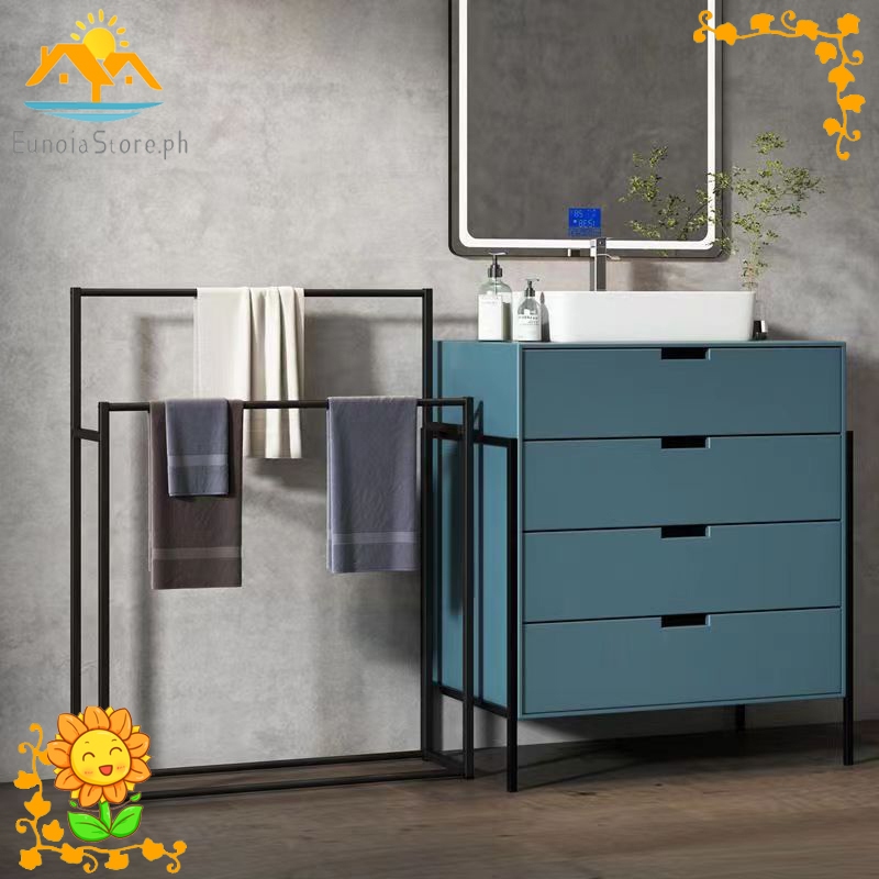 Bathroom towel rack stand dirty clothes hanger storage rack iron shelf ...