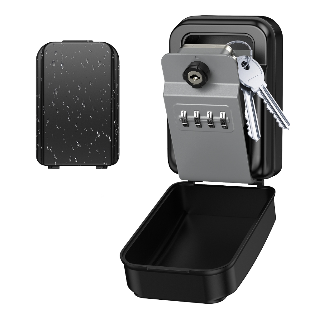 ORIA Weatherproof 4-Digit Combination Key Lock Box Double Opening ...