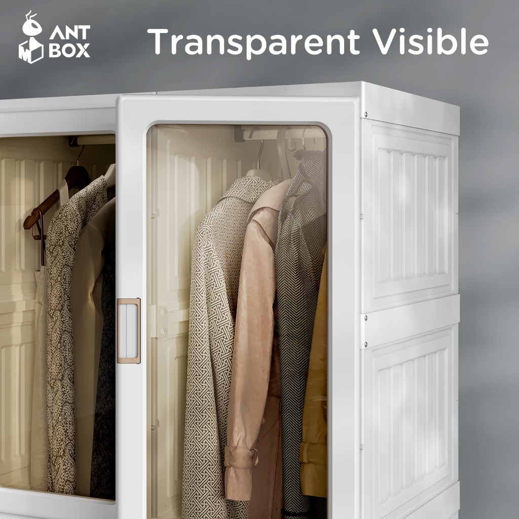 ANTBOX Clothes Cabinet Wardrobe 360L-890L Large Storage Capacity ...
