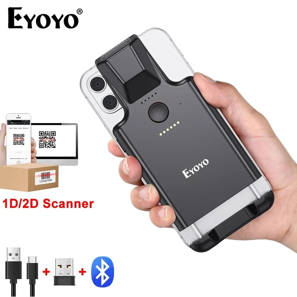 Eyoyo EY-017P Portable 1D&2D QR Code Image Screen Reader PDF417 Data Matrix Back Clip Bluetooth ...