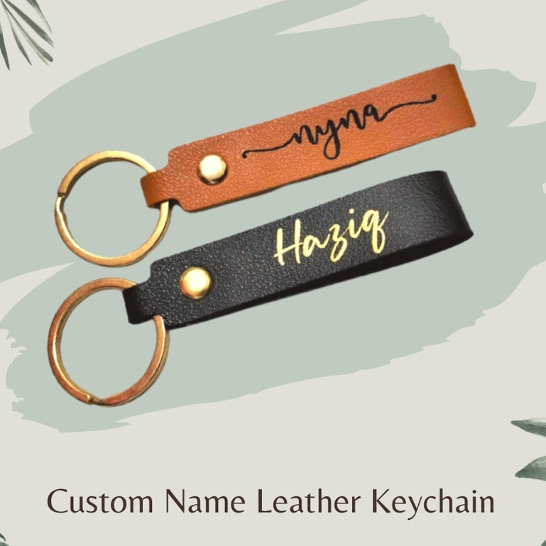 PERSONALIZED LEATHER KEYCHAIN | CUSTOM NAME | IDEA GIFT MURAH | Shopee ...