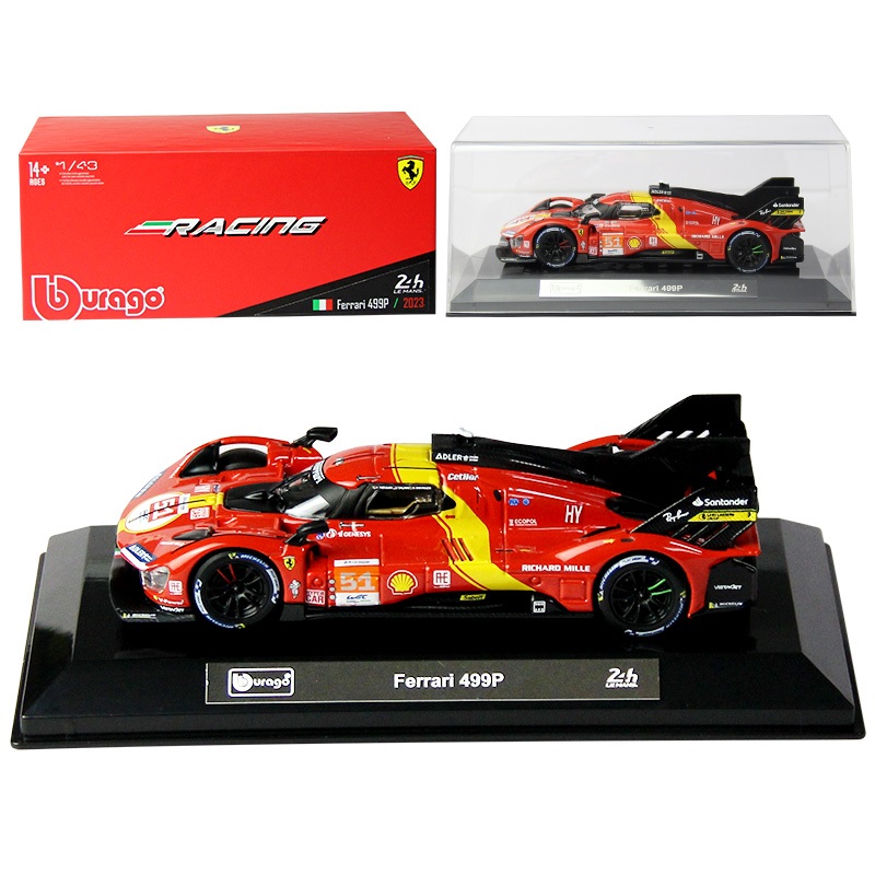 Bburago 1:43 Le Mans Rally Champion Ferrari 499p #51 Diecast Model Racing Car Model Toy ...