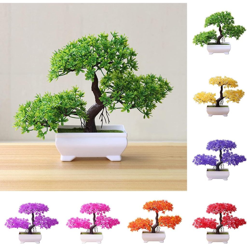 【Buy 2pcs Free 1pack luminous stones】(Flower + pot ) Artificial plant potted bonsai small tree ...
