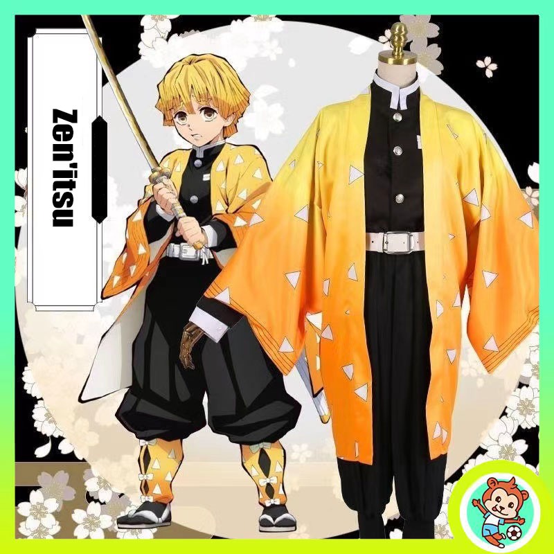 Agatsuma Zenitsu Demon Slayer kimetsu no yaiba Cosplay Kinmono Costume ...