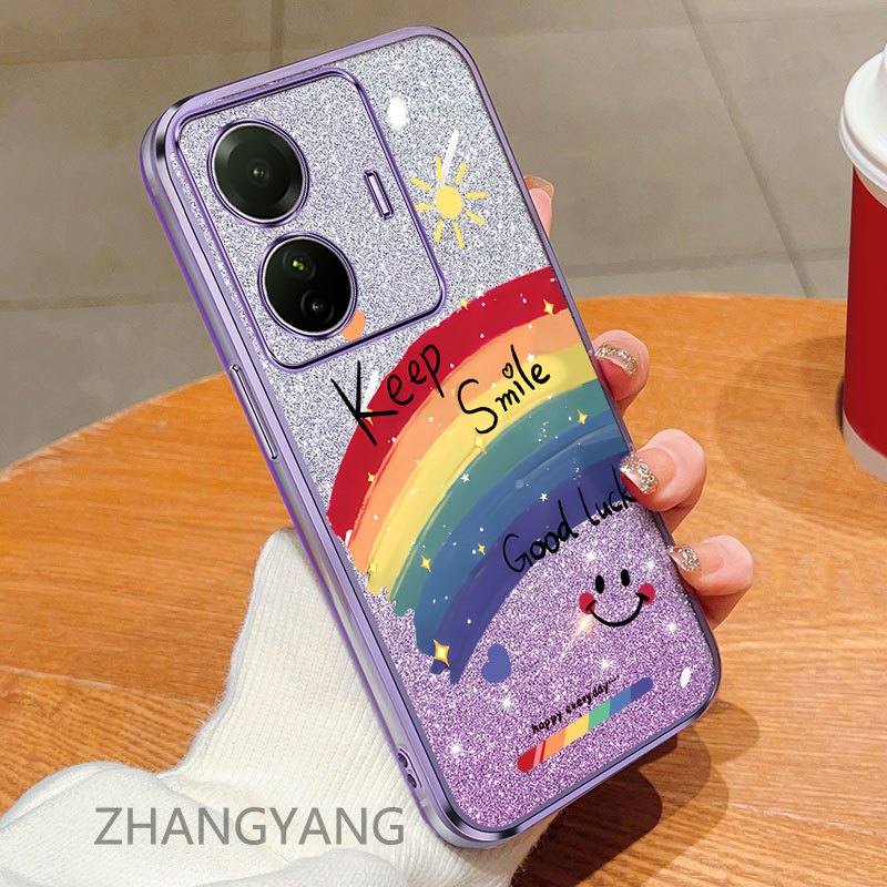 For realme c55 Case Straight edge electroplated phone case with flash ...