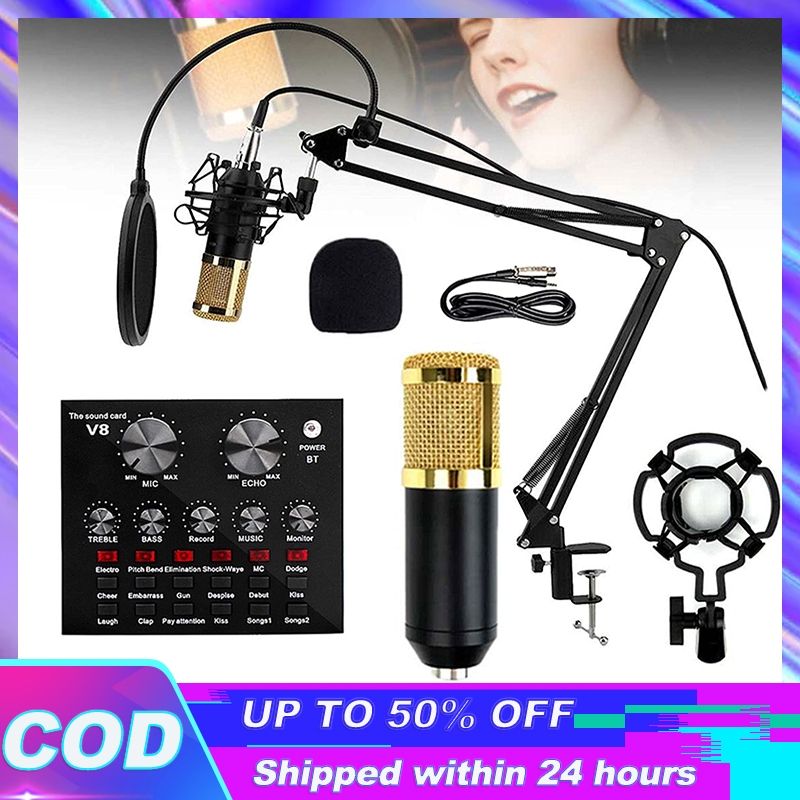 Original BM-800 Condenser Microphone Kit Computer/Audio/KTV With V8 Multifunctional Live Sound ...