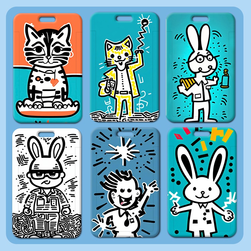 Cartoon Line graffiti Card Holder Sleeve Bus Card Case Student Card ...