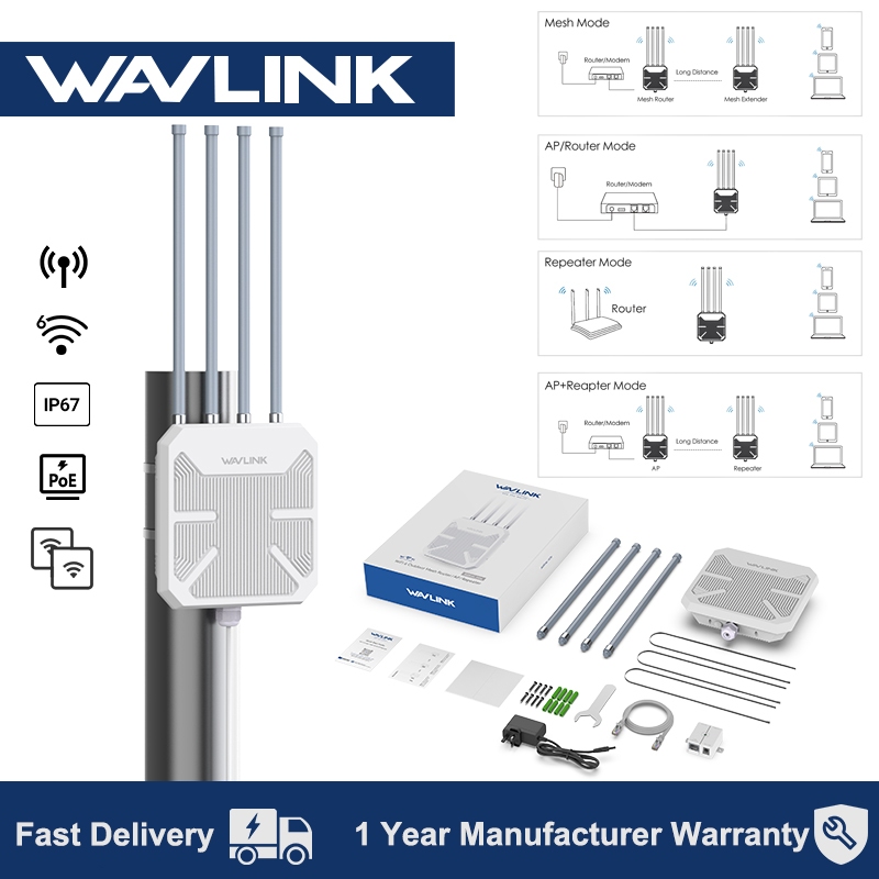 Wavlink AX1800 Outdoor Access Point WiFi 6 Router Wifi Extender With ...