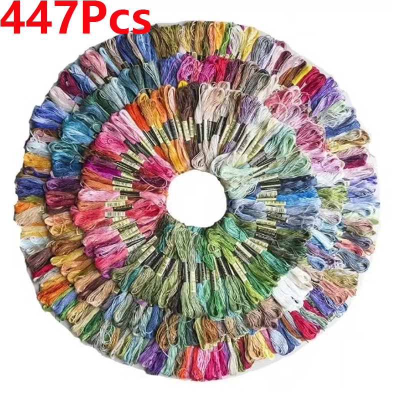 【Local Shipped】100/200//447Pcs Color Embroidery Thread Kit Rainbow ...