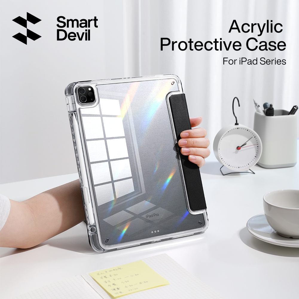 SmartDevil Clear Acrylic Case For iPad Pro 2024 New/Air 6 Full Cover ...